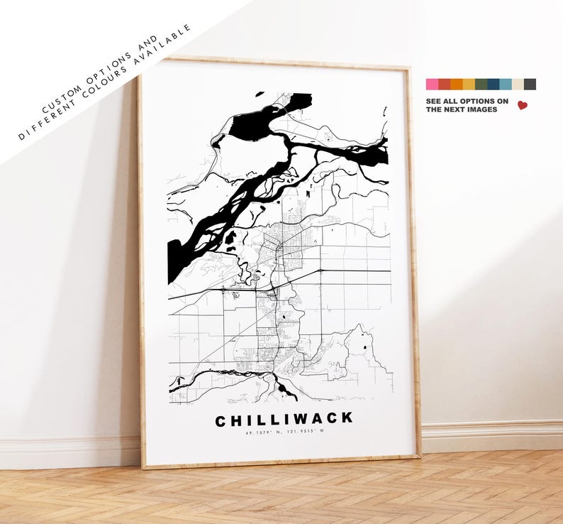 Chilliwack Map Print - City Map Poster - Map Art - Map Wall Art ...