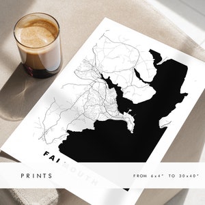 Falmouth Map Print - City Map Poster - Map Art - Map Wall Art - UK City ...