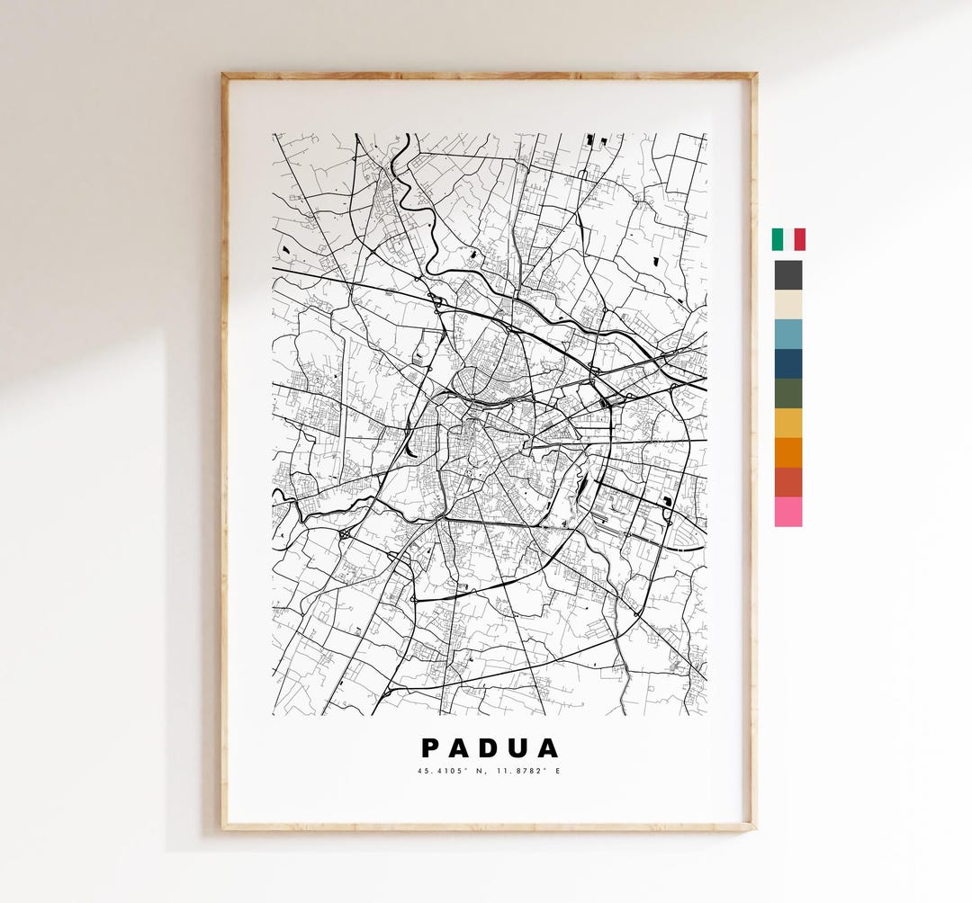 Padua Map Print - City Map Poster - Map Art - Map Wall Art - Italy City ...