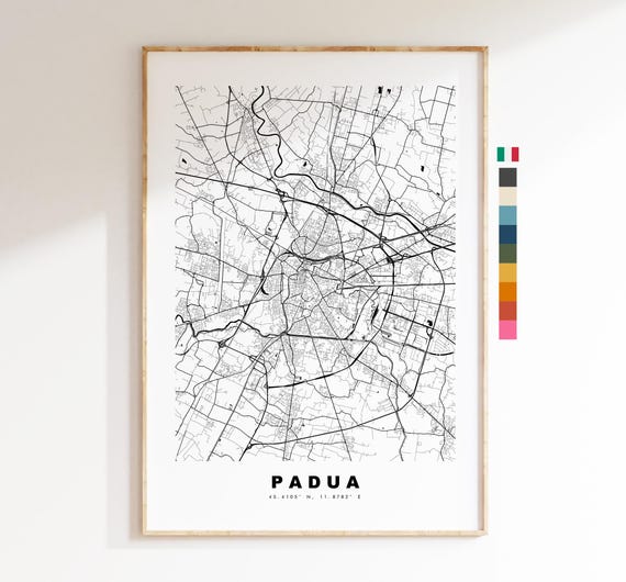 City Of Padua Map PADUA Town/city Plan. Italy 1960 Old Vintage Map