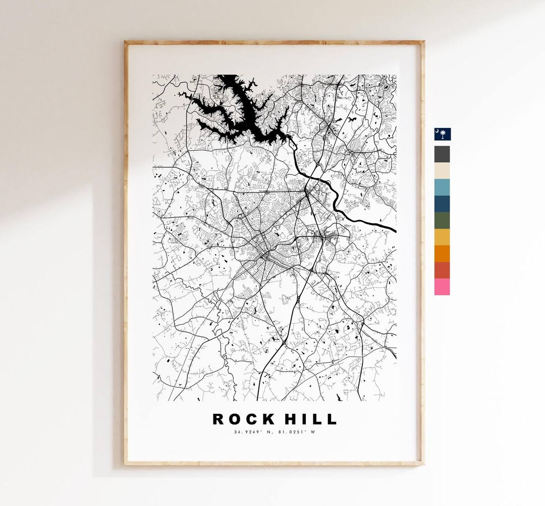 Rock Hill Map Print - City Map Poster - Map Art - USA City Maps - Rock ...