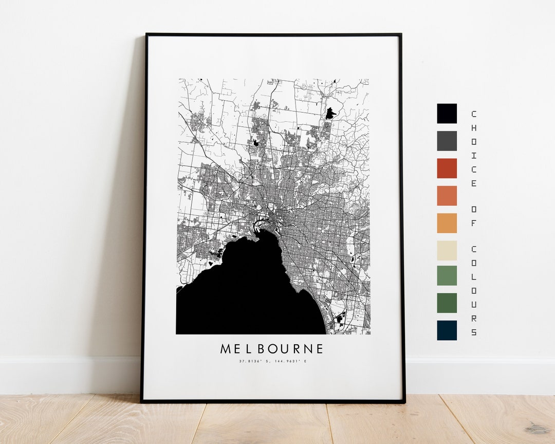 Melbourne Map Print City Map Poster Map Art Map Wall Art Australia City ...