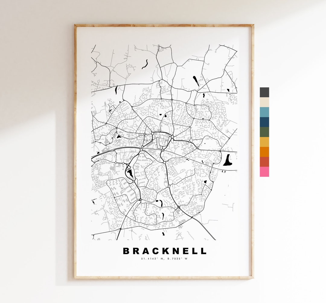Bracknell Map Print - Minimalist City Map Poster - Map Wall Art - UK ...