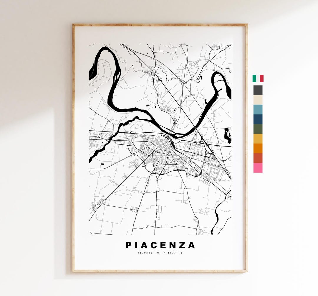Piacenza Map Print - City Map Poster - Map Art - Map Wall Art - Italy ...