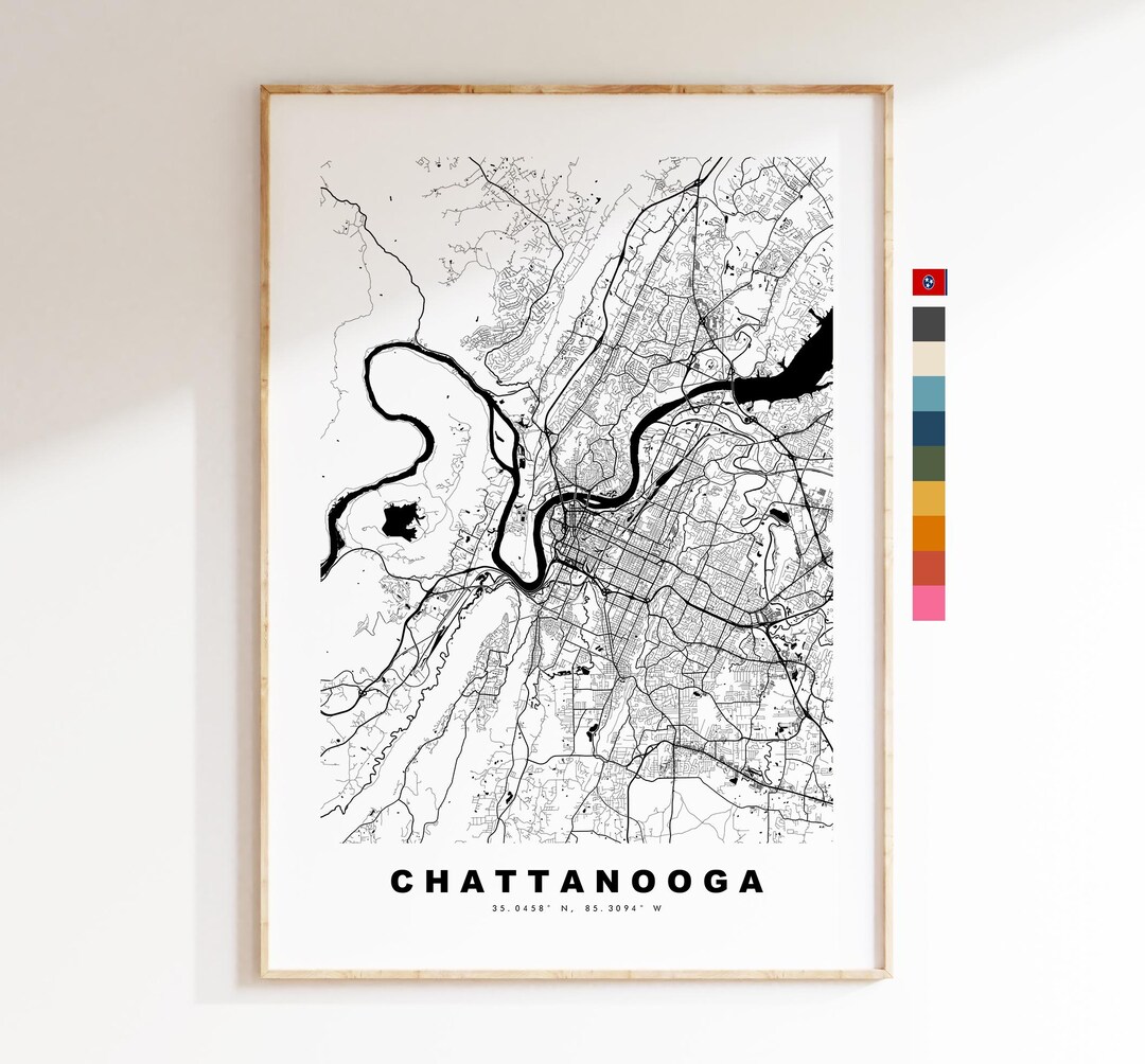 Chattanooga Map Print - City Map Poster - Map Art - USA City Maps ...