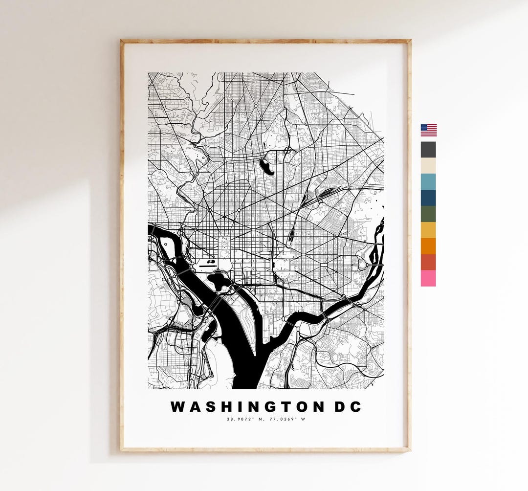 Washington DC Map Print - City Map Poster - Map Art - USA City Maps ...