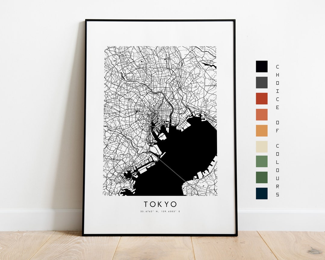 Tokyo Map Print - City Map Poster - Map Art - Map Wall Art - Japan City ...