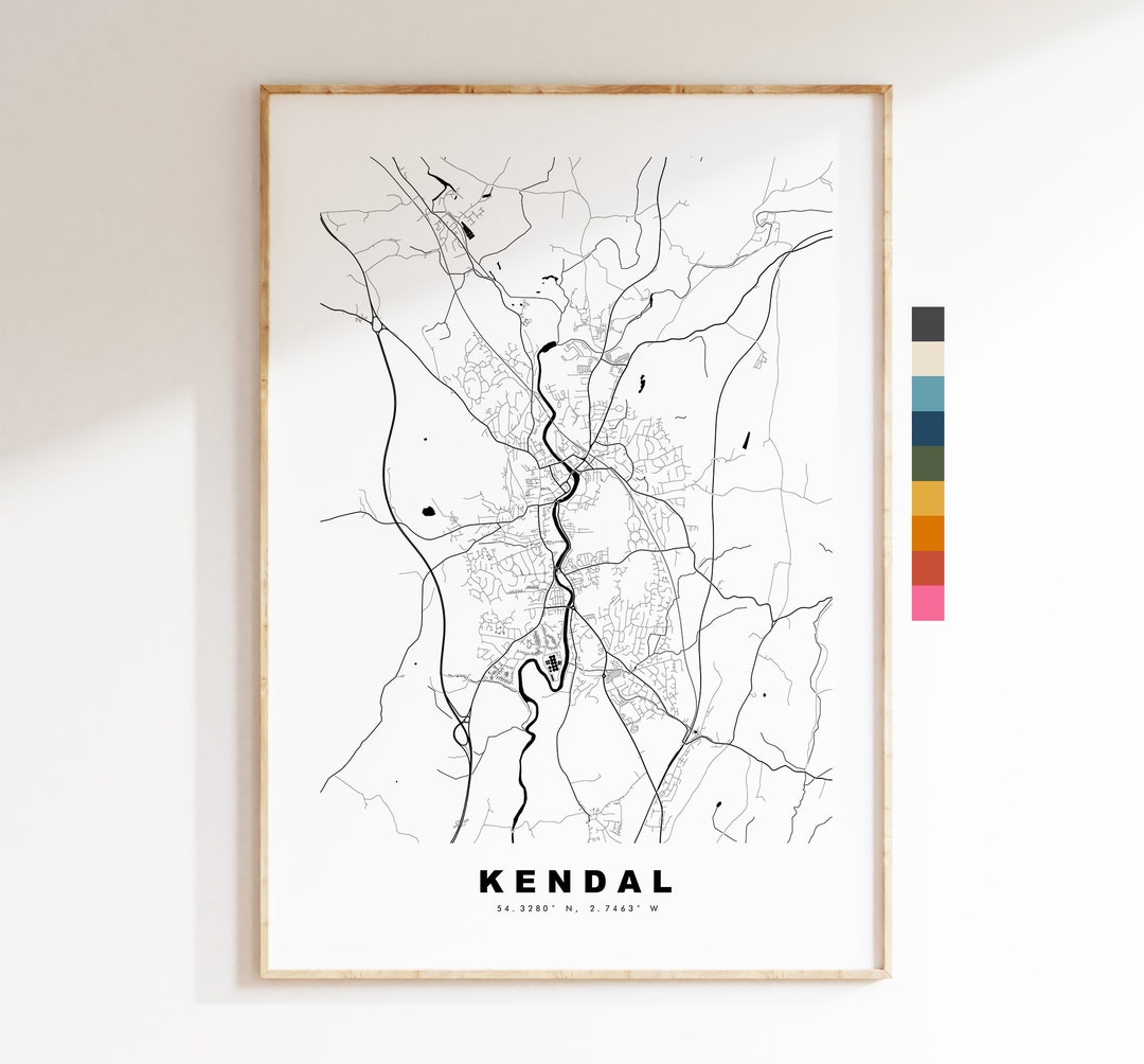 Kendal Map Print - Minimalist City Map Poster - Map Wall Art - UK ...