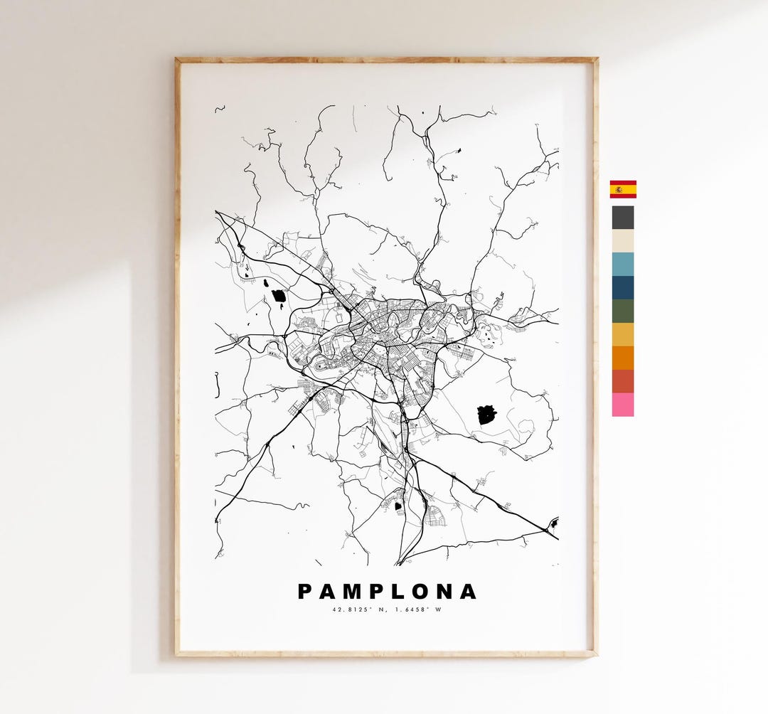 Pamplona Map Print - City Map Poster - Map Art - Map Wall Art - Spain ...