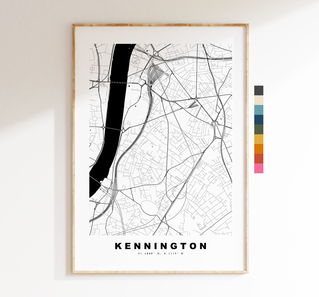 Kennington Map Print - Minimalist City Map Poster - Map Art - London ...