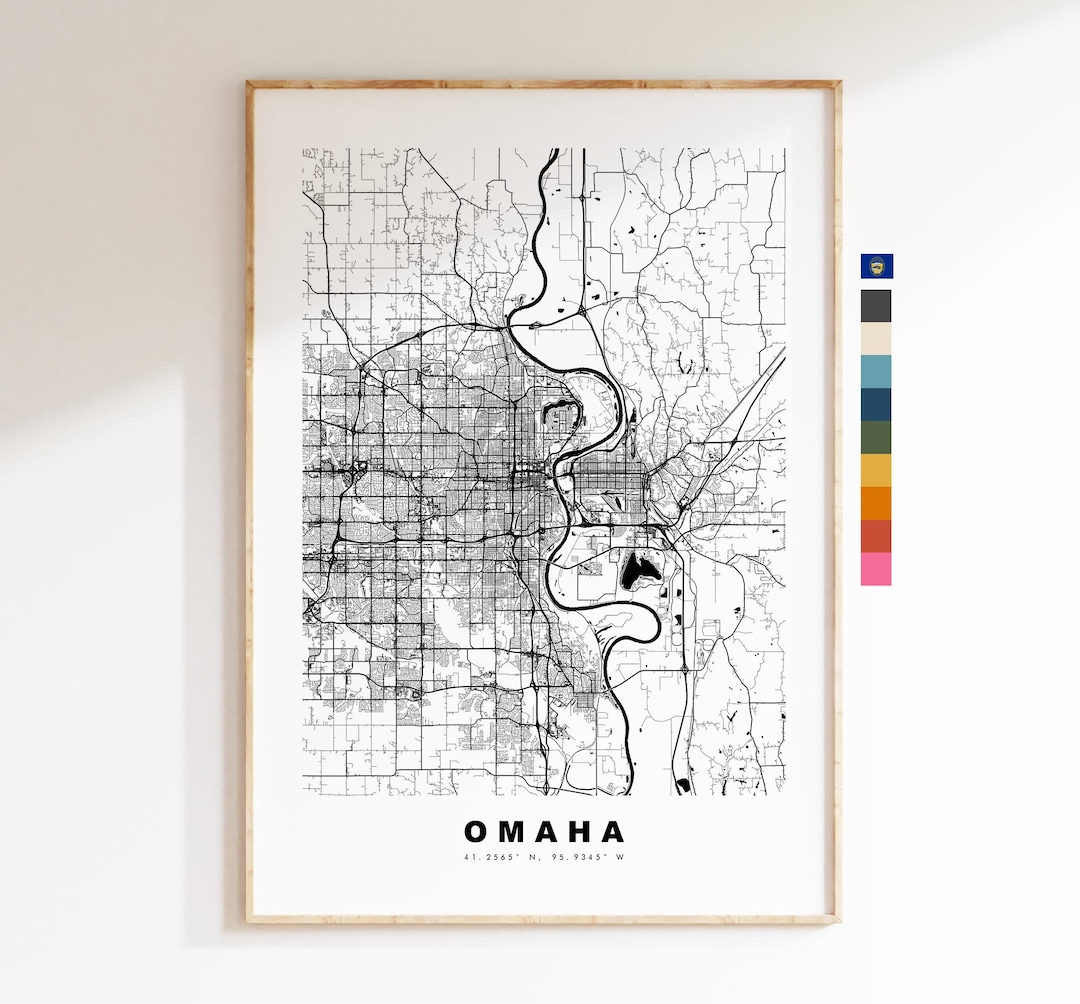 Omaha Map Print - City Map Poster - Map Art - USA City Maps - Omaha ...