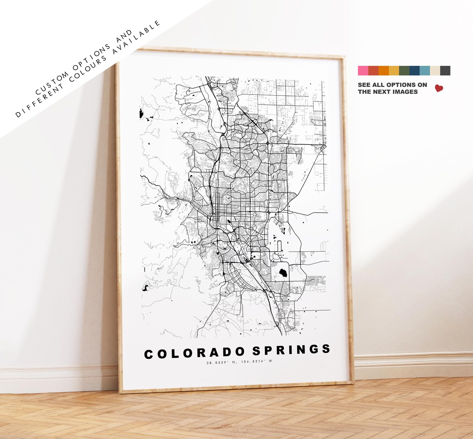 Colorado Springs Map Print - City Map Poster - Map Art - USA City Maps ...
