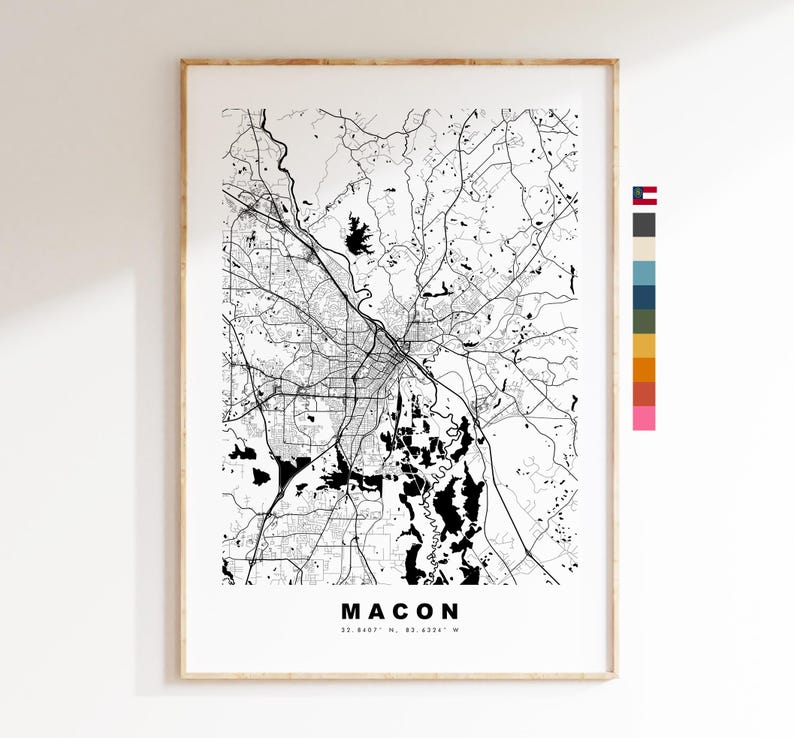 Macon Map Print - City Map Poster - Map Art - USA City Maps - Macon ...