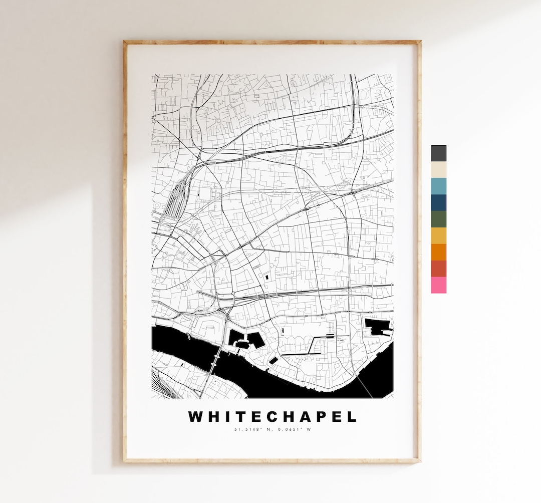 Whitechapel Map Print - Minimalist City Map Poster - Map Art - London ...