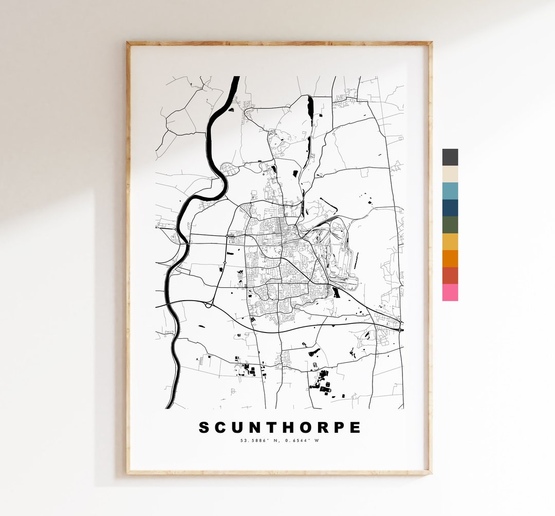 Scunthorpe Map Print - Minimalist City Map Poster - Map Art - UK ...