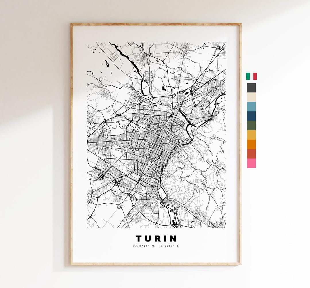 Turin Map Print - City Map Poster - Map Art - Map Wall Art - Italy City ...