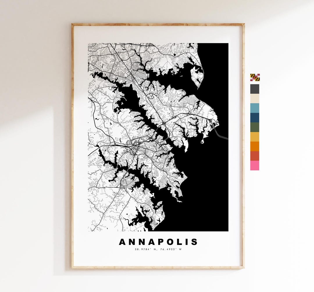 Annapolis Map Print - City Map Poster - Map Art - USA City Maps ...