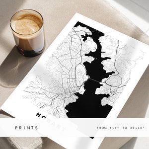 Hobart Map Print - City Map Poster - Map Wall Art - Australia City Maps ...