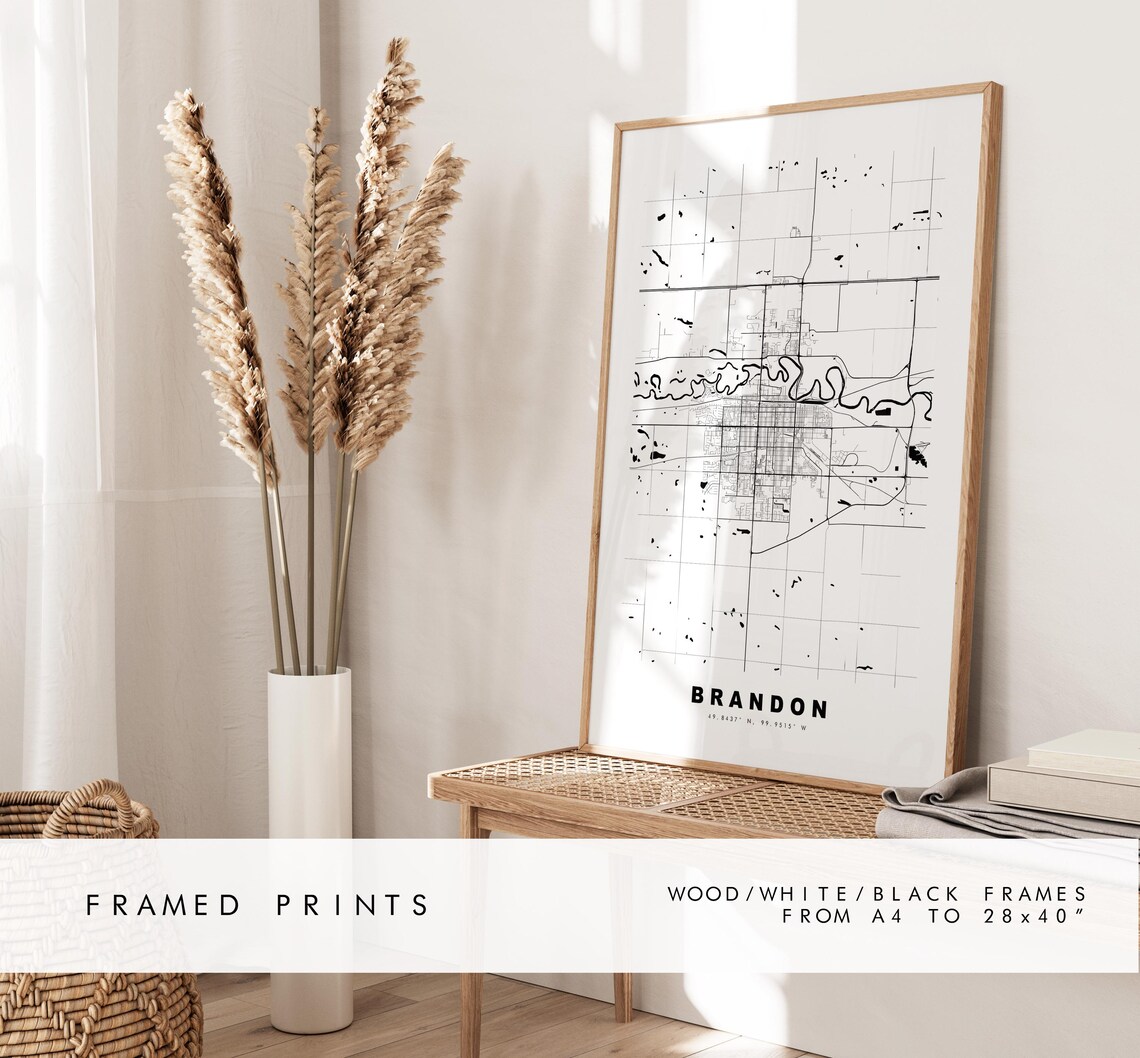 Brandon Map Print (canada) - City Map Poster - Map Art - Map Wall Art ...