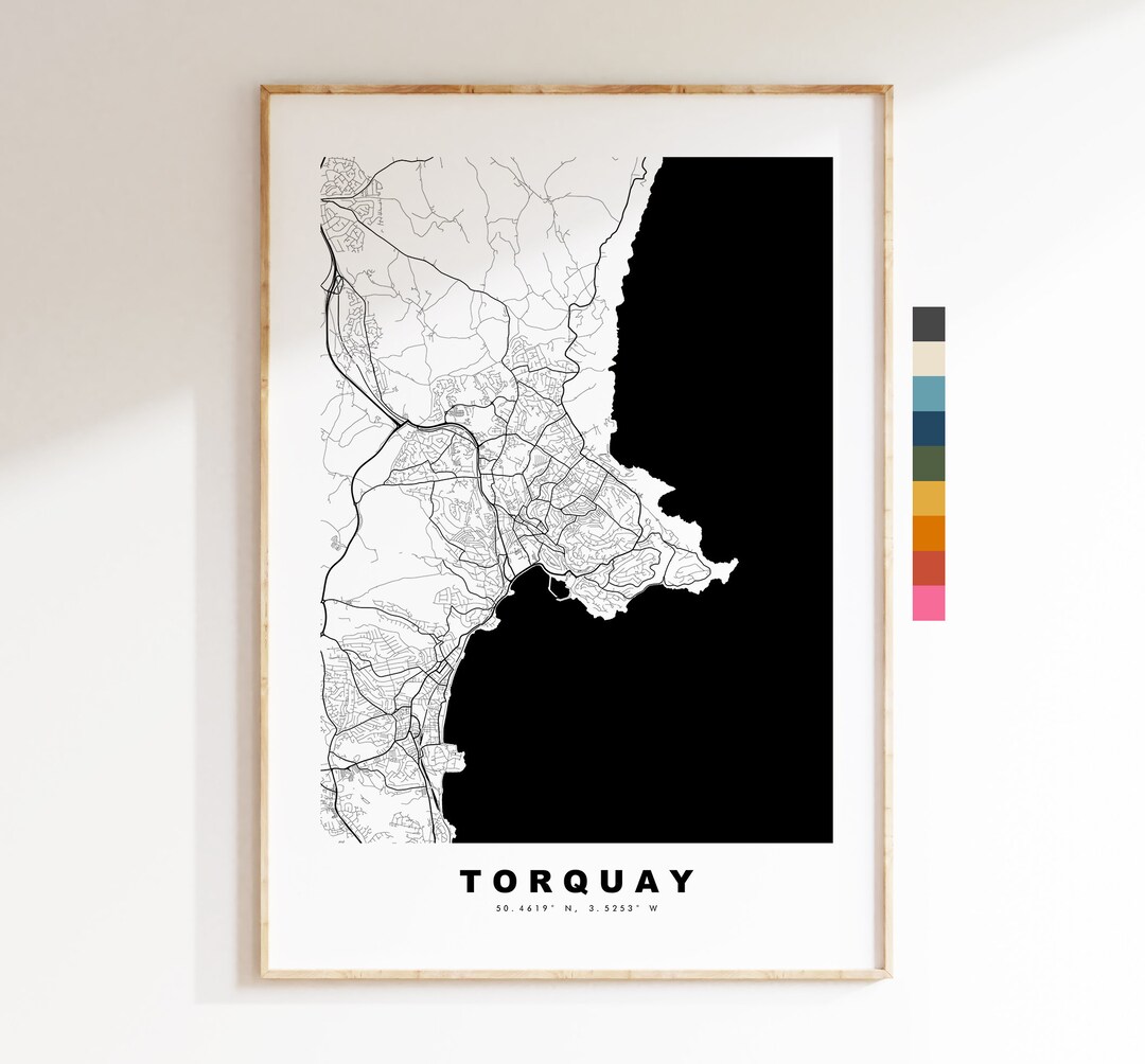 Torquay Map Print - Minimalist City Map Poster - Map Art - UK - Torquay ...