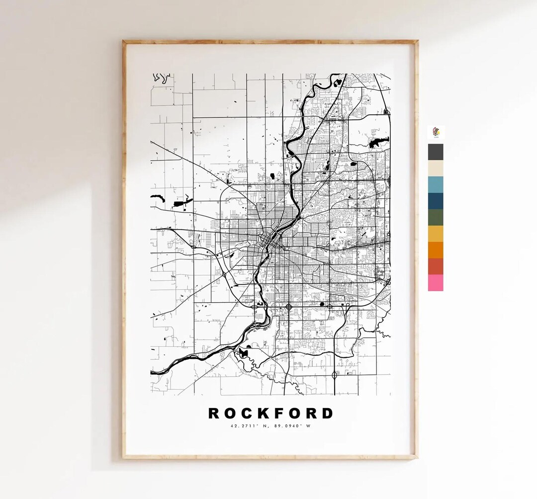 Rockford Map Print - City Map Poster - Map Art - USA City Maps ...