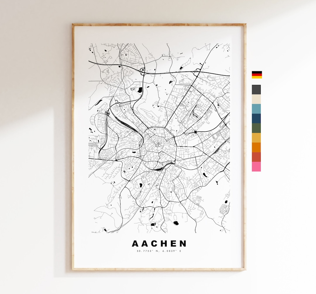 Aachen Map Print - City Map Poster - Map Wall Art - Germany City Maps ...
