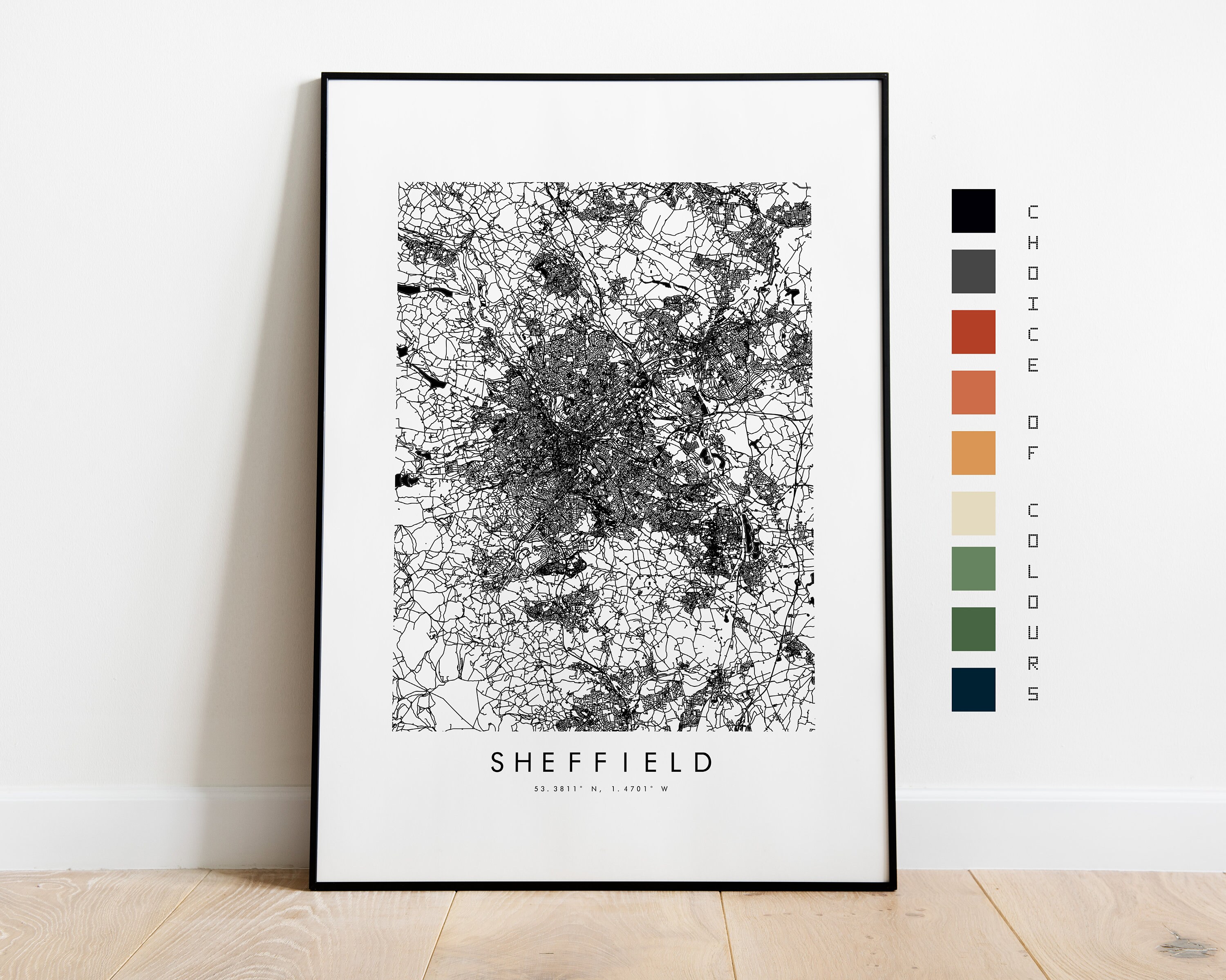 Sheffield Map Print - City Map Poster - Map Art - Map Wall Art - UK ...