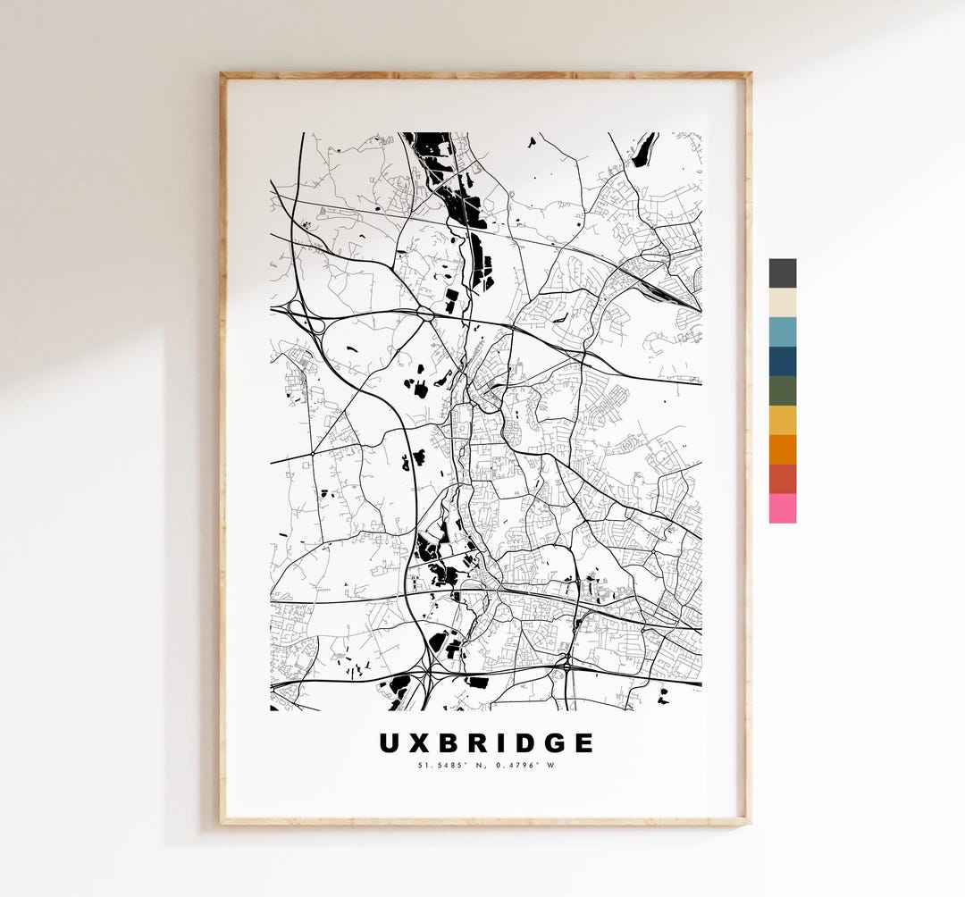 Uxbridge Map Print - Minimalist City Map Poster - Map Art - UK ...