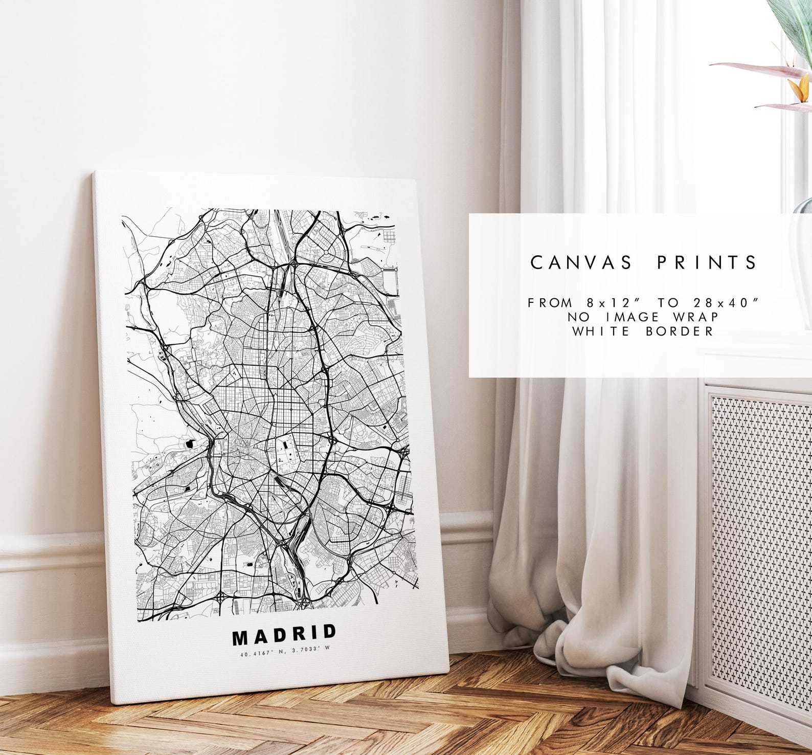 Madrid Map Print - City Map Poster - Map Art - Map Wall Art - Spain ...
