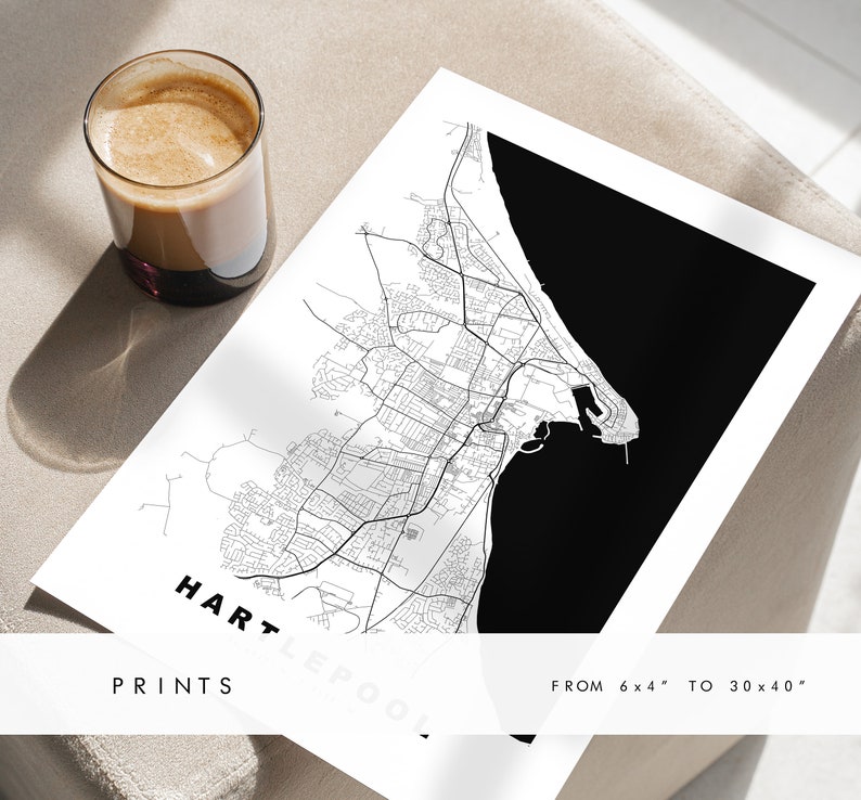 Hartlepool Map Print - Minimalist City Map Poster - Map Wall Art - UK ...