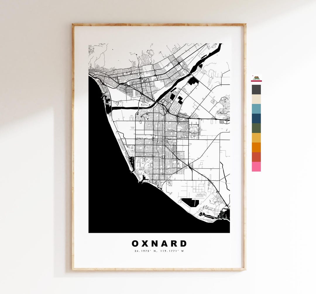 Oxnard Map Print - City Map Poster - Map Art - USA City Maps - Oxnard ...