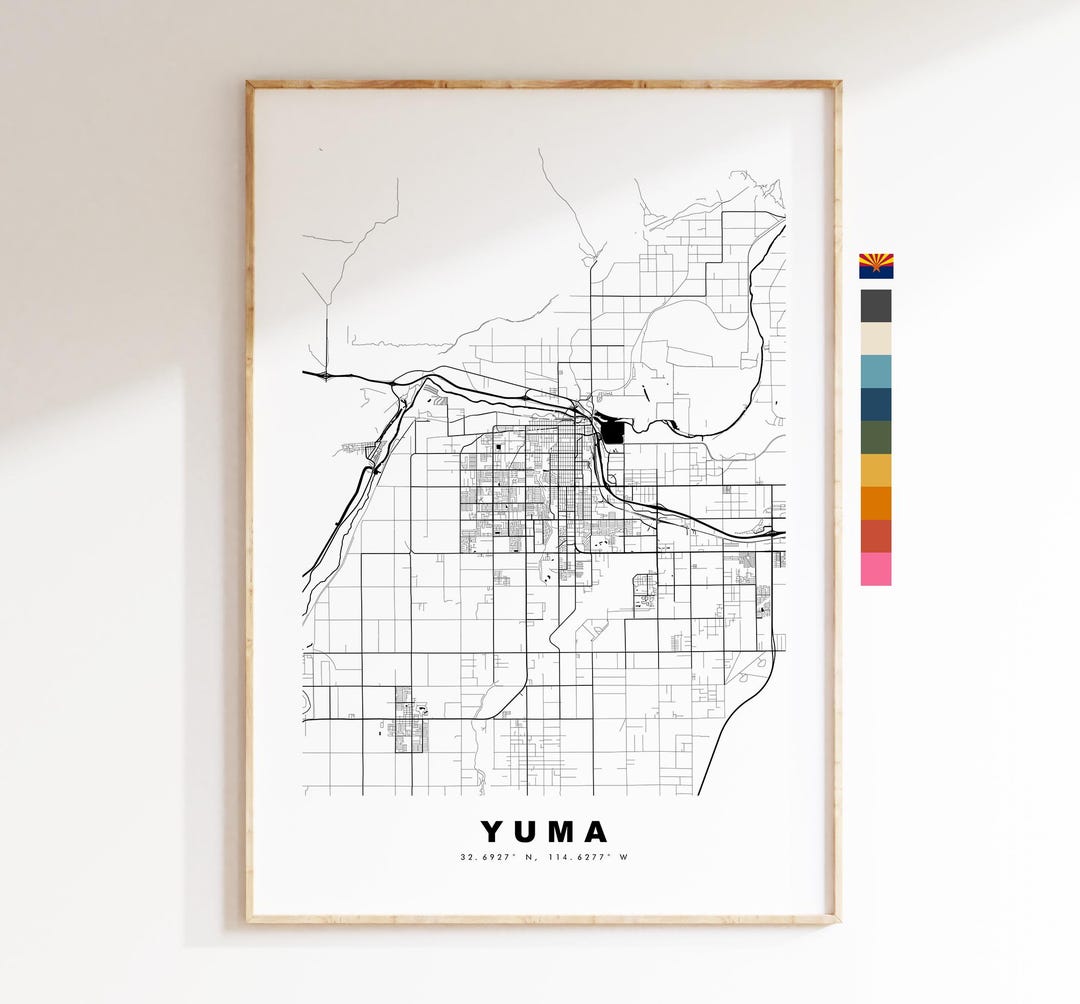 Yuma Map Print - City Map Poster - Map Art - USA City Maps - Yuma Print ...