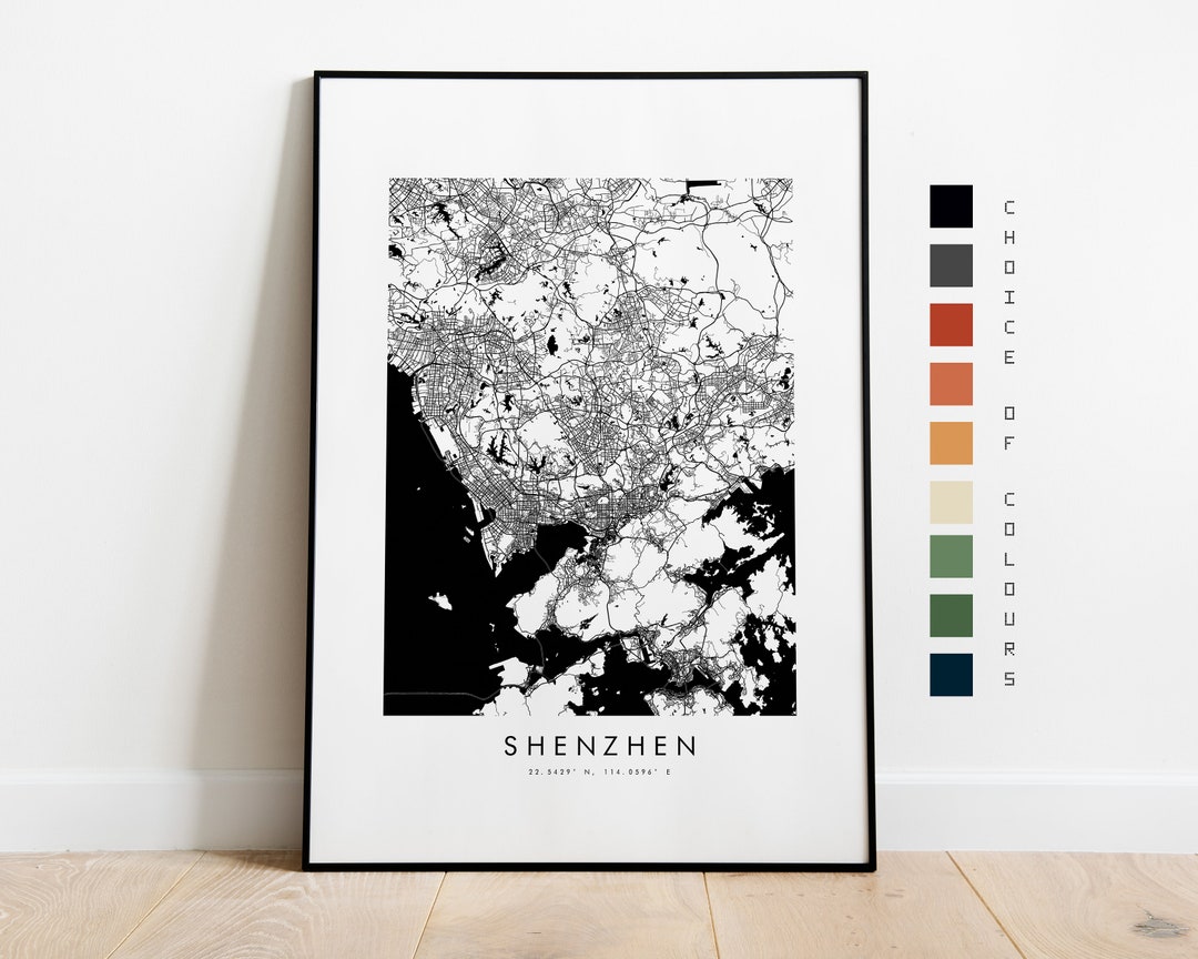 Shenzhen Map Print - City Map Poster - Map Art - Map Wall Art - China ...