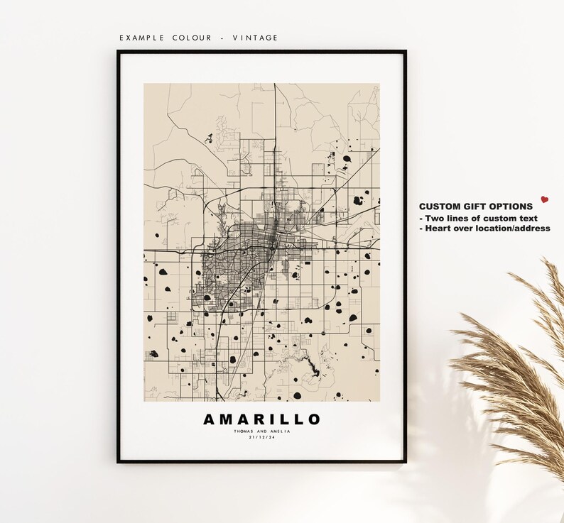 Amarillo Map Print - City Map Poster - Map Art - USA City Maps ...