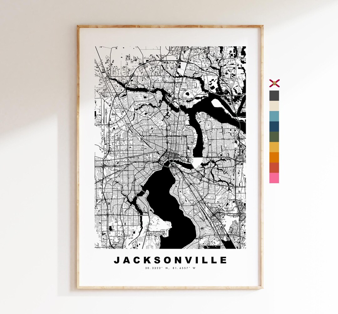 Jacksonville Map Print - City Map Poster - Map Art - USA City Maps ...