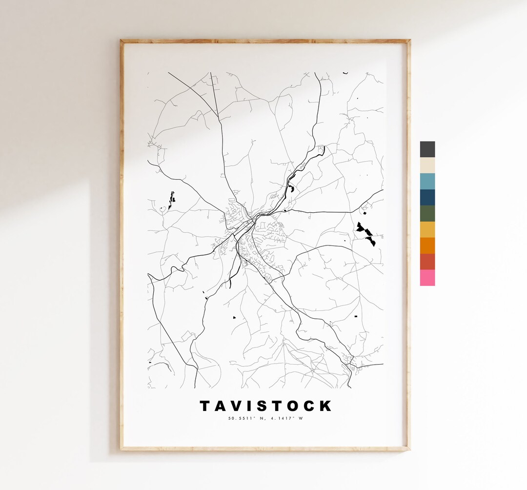 Tavistock Map Print - Minimalist City Map Poster - Map Art - UK ...