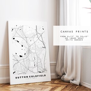 Sutton Coldfield Map Print - Minimalist City Map Poster - Map Art - UK - Sutton Print - Sutton ...