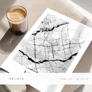 Laval Map Print (canada) - City Map Poster - Map Art - Map Wall Art ...