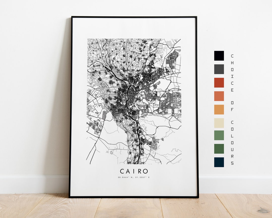 Cairo Map Print - City Map Poster - Map Art - Map Wall Art - Egypt City ...