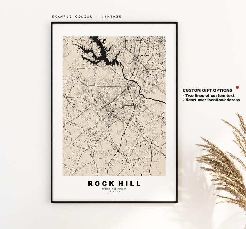 Rock Hill Map Print - City Map Poster - Map Art - USA City Maps - Rock ...
