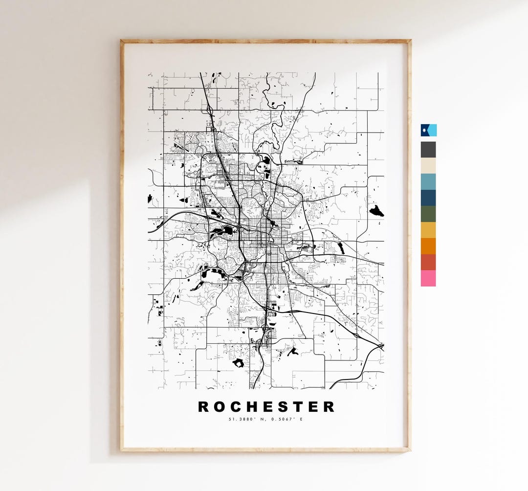 Rochester Map Print (minnesota) - City Map Poster - Map Art - USA City ...