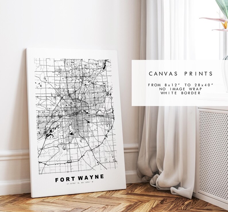 Fort Wayne Map Print - City Map Poster - Map Art - USA City Maps - Fort ...