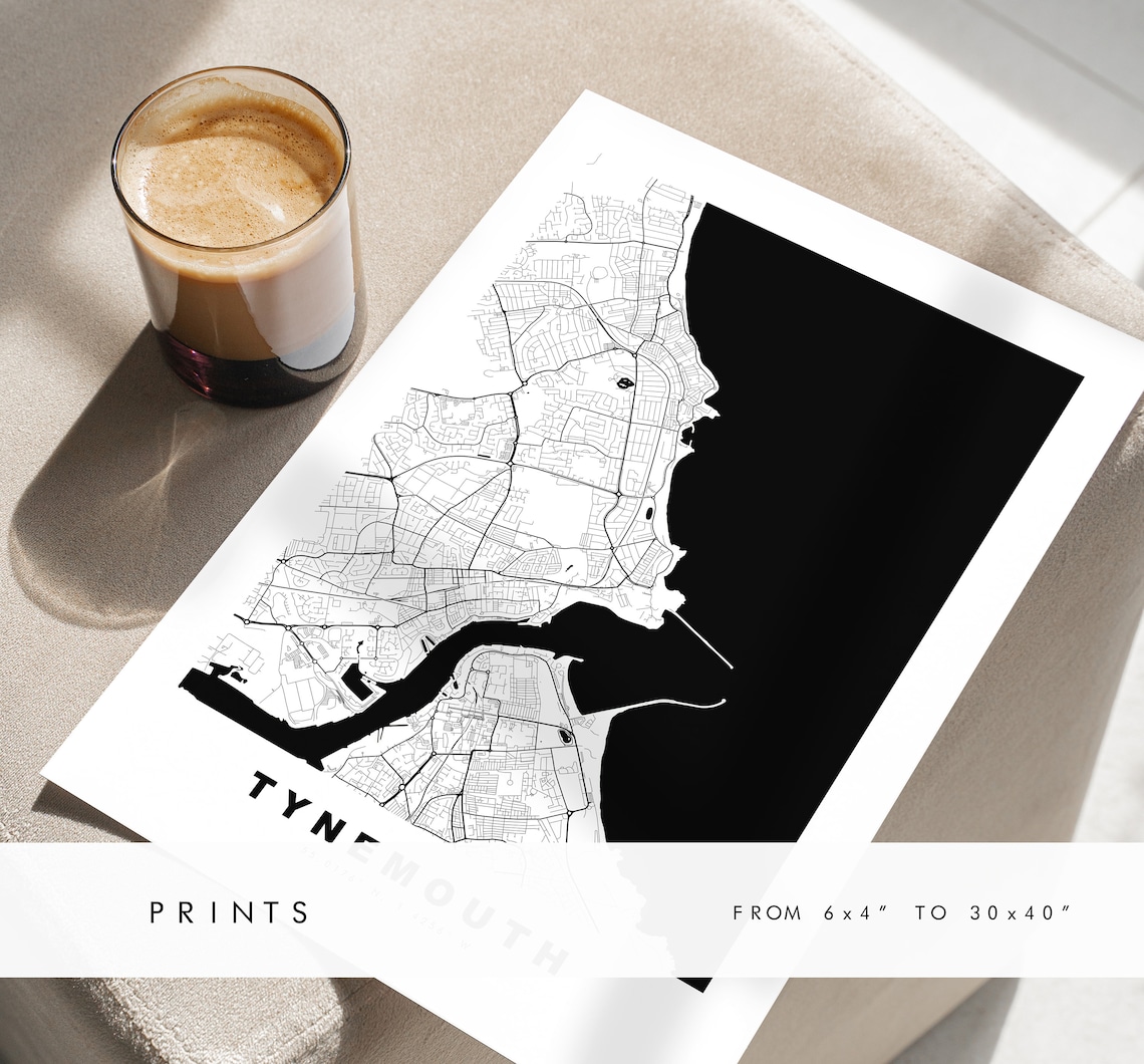 Tynemouth Map Print - Minimalist City Map Poster - Map Art - UK ...
