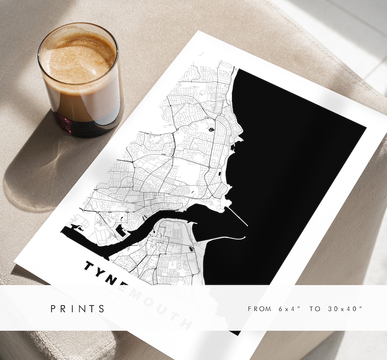 Tynemouth Map Print - Minimalist City Map Poster - Map Art - UK ...