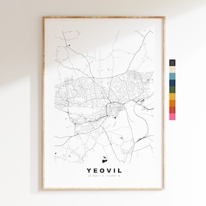 Yeovil Map Print - Minimalist City Map Poster - Map Art - UK - Yeovil ...