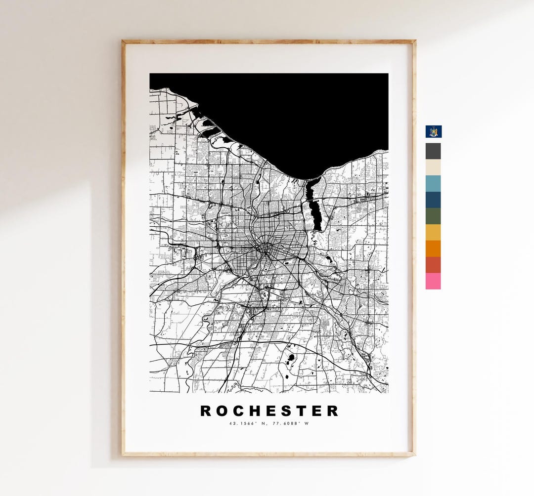 Rochester Map Print (new York) - City Map Poster - Map Art - USA City ...