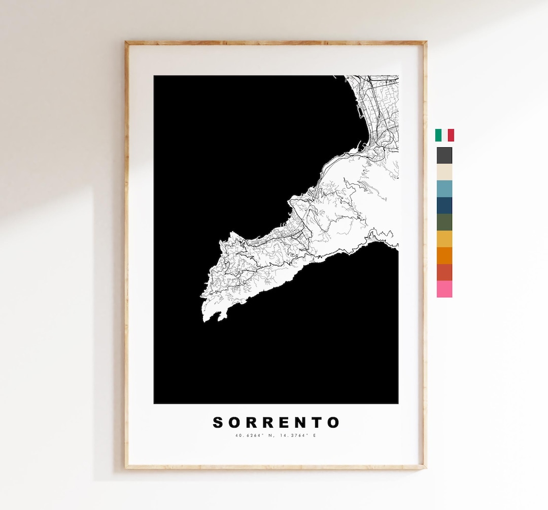 Sorrento Map Print - City Map Poster - Map Art - Map Wall Art - Italy ...