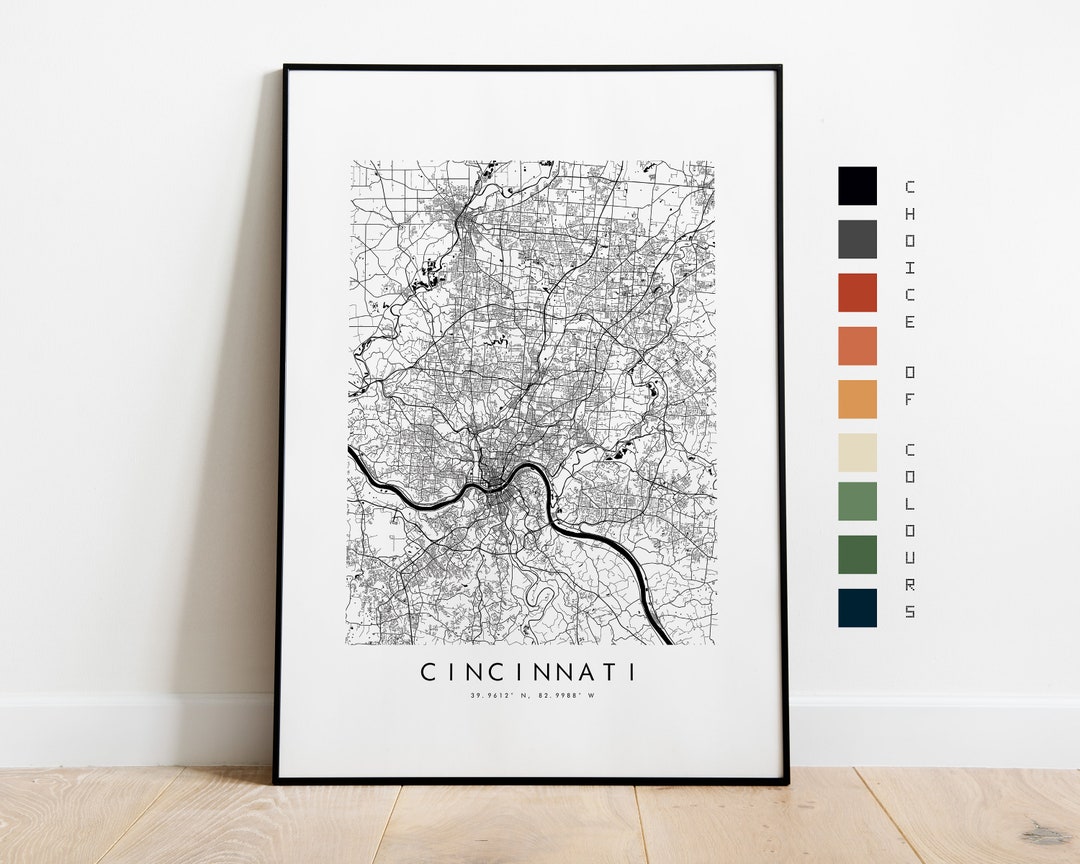 Cincinnati Map Print City Map Poster Map Art Map Wall Art USA City Map ...