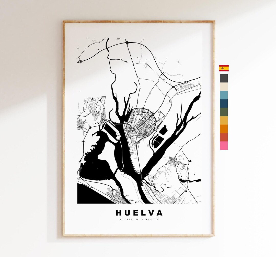 Huelva Map Print - City Map Poster - Map Art - Map Wall Art - Spain ...