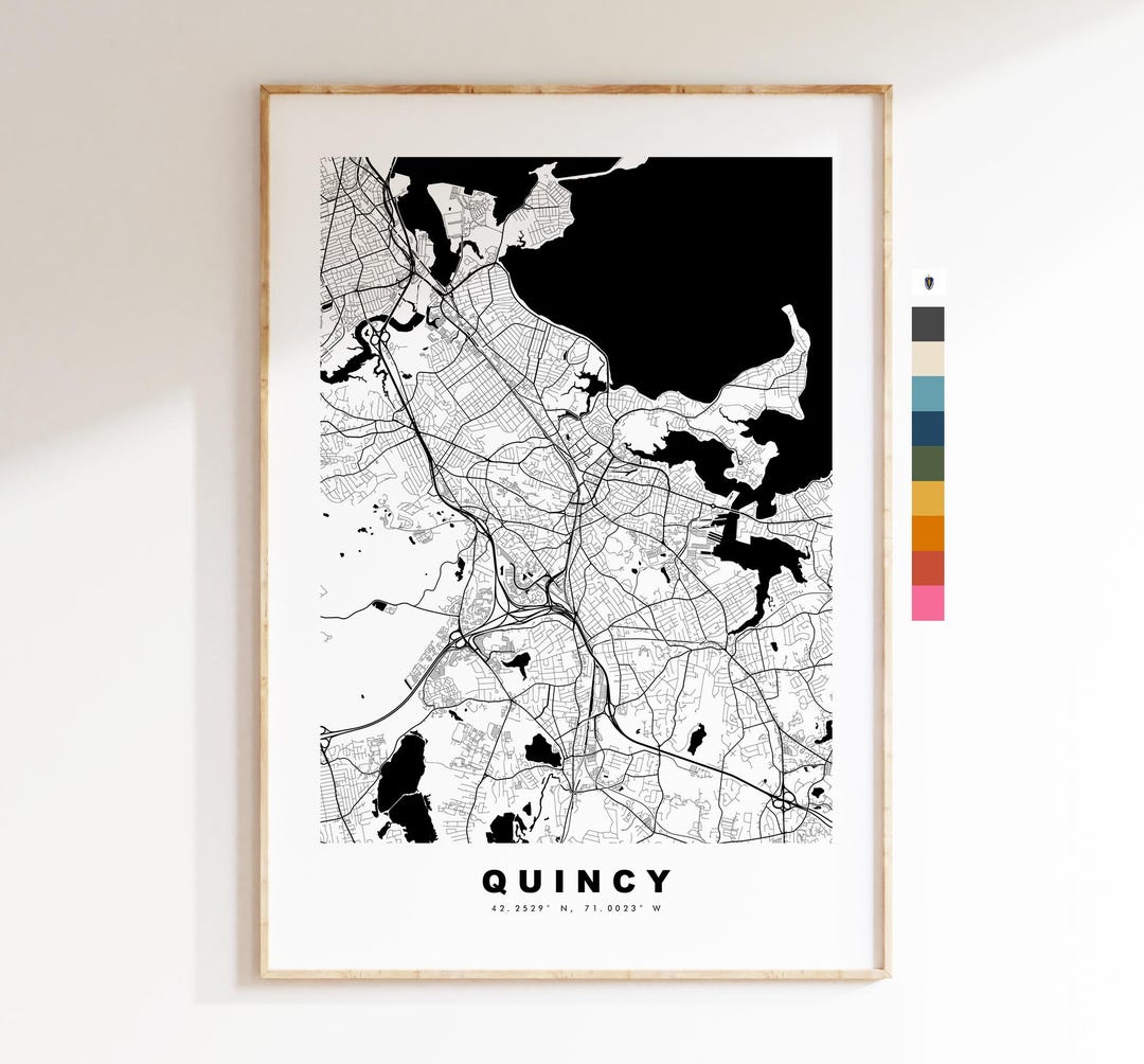 Quincy Map Print - City Map Poster - Map Art - USA City Maps - Quincy ...